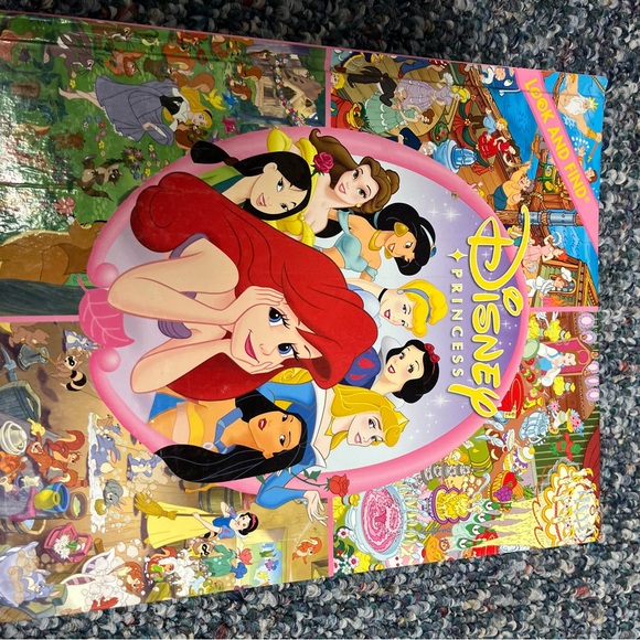 Disney | Other | Disney Princess Look And Find Puzzle Book Red Pink ...